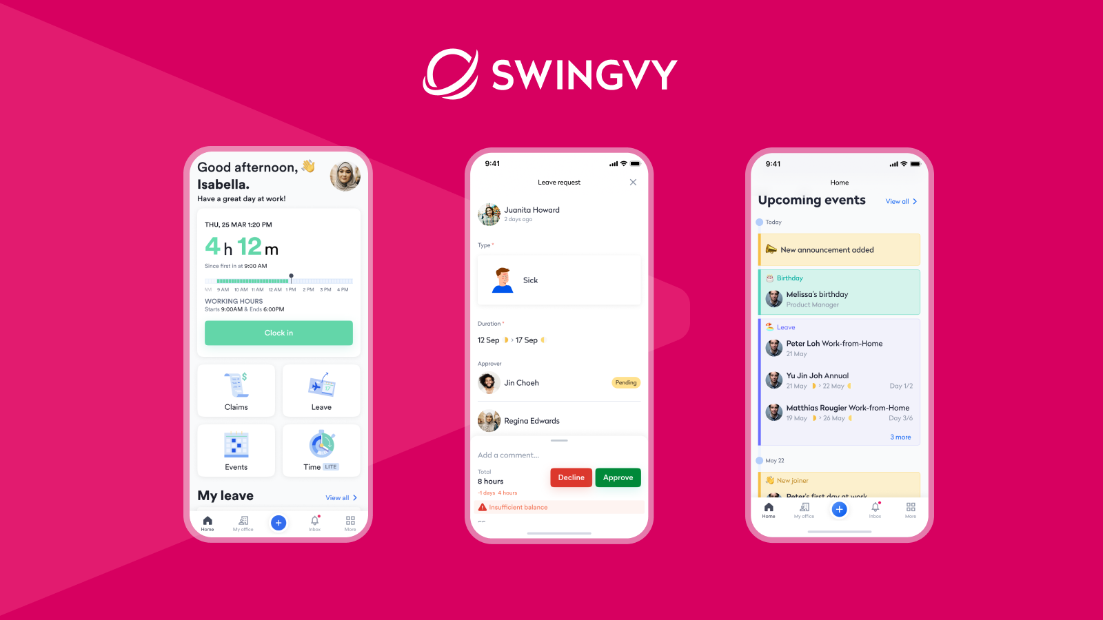 行動打卡 + 請假，App 一手搞定！｜Swingvy 雲端人資系統